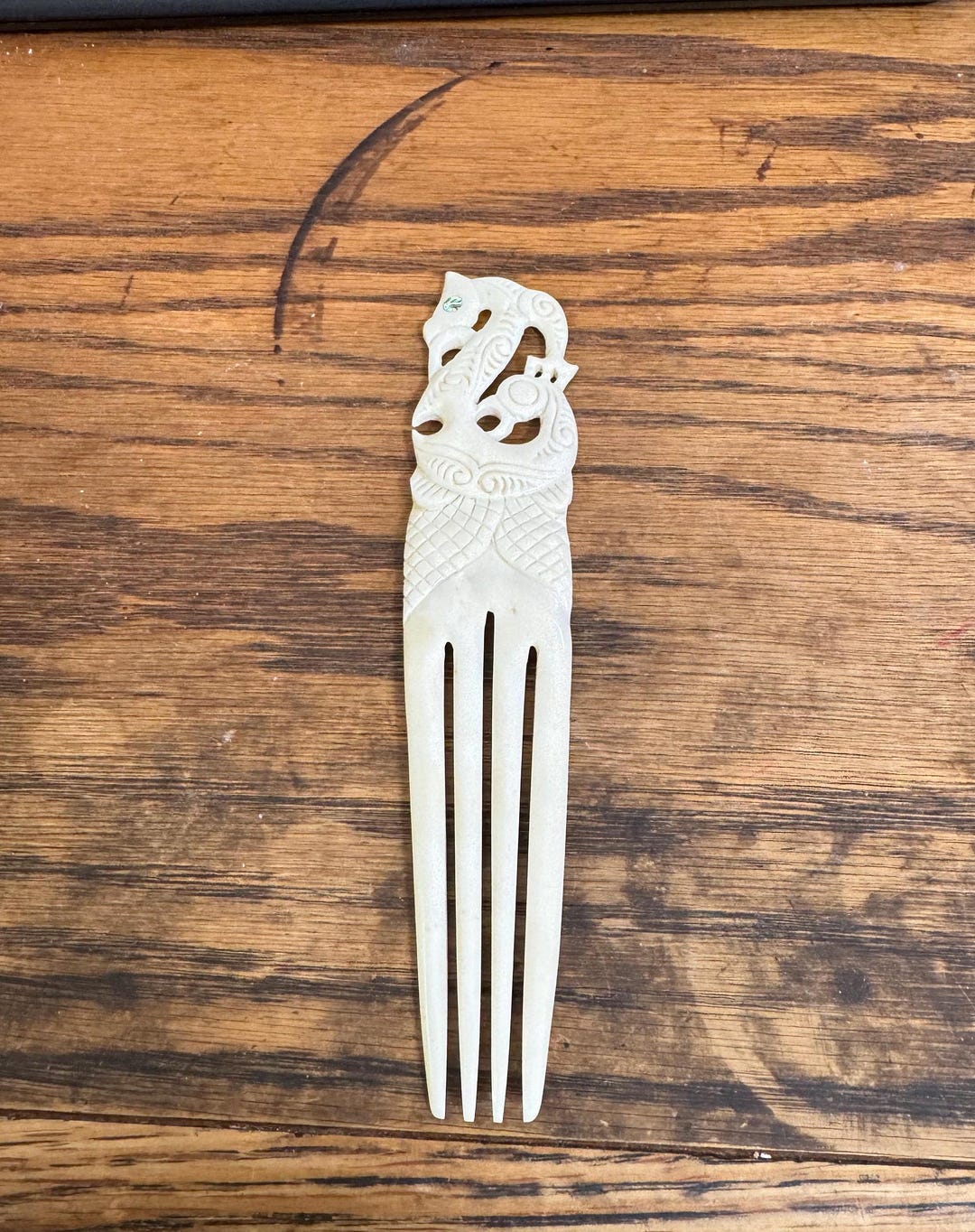 Vintage Maori Carved Bone Large Hair Comb Heru Cultural Artifact Bridal ...