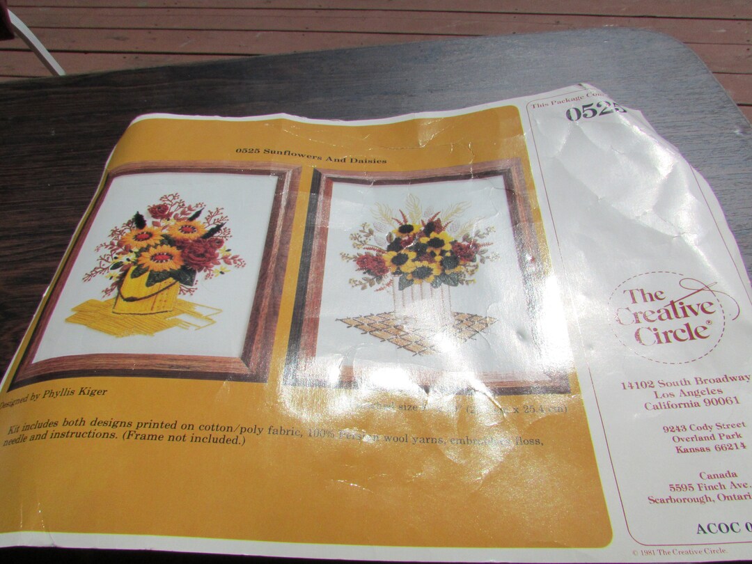 Vintage Creative Circle Embroidery Kit Sunflowers and Daisies DIY Craft ...