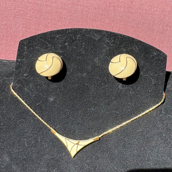 Vintage Monet set modernist 70s 80s off white enamel … - Gem