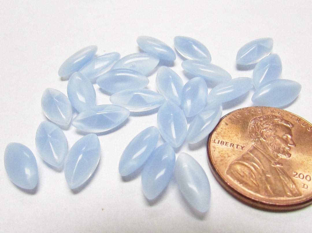 Vintage Rhinestones Light Blue Glass Moonstone Navette Rhinestone ...