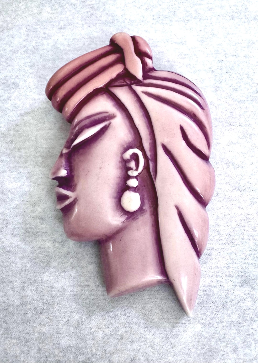 Vintage Galalith Early Bakelite Brooch Elegant Lady Head in Turban Art ...