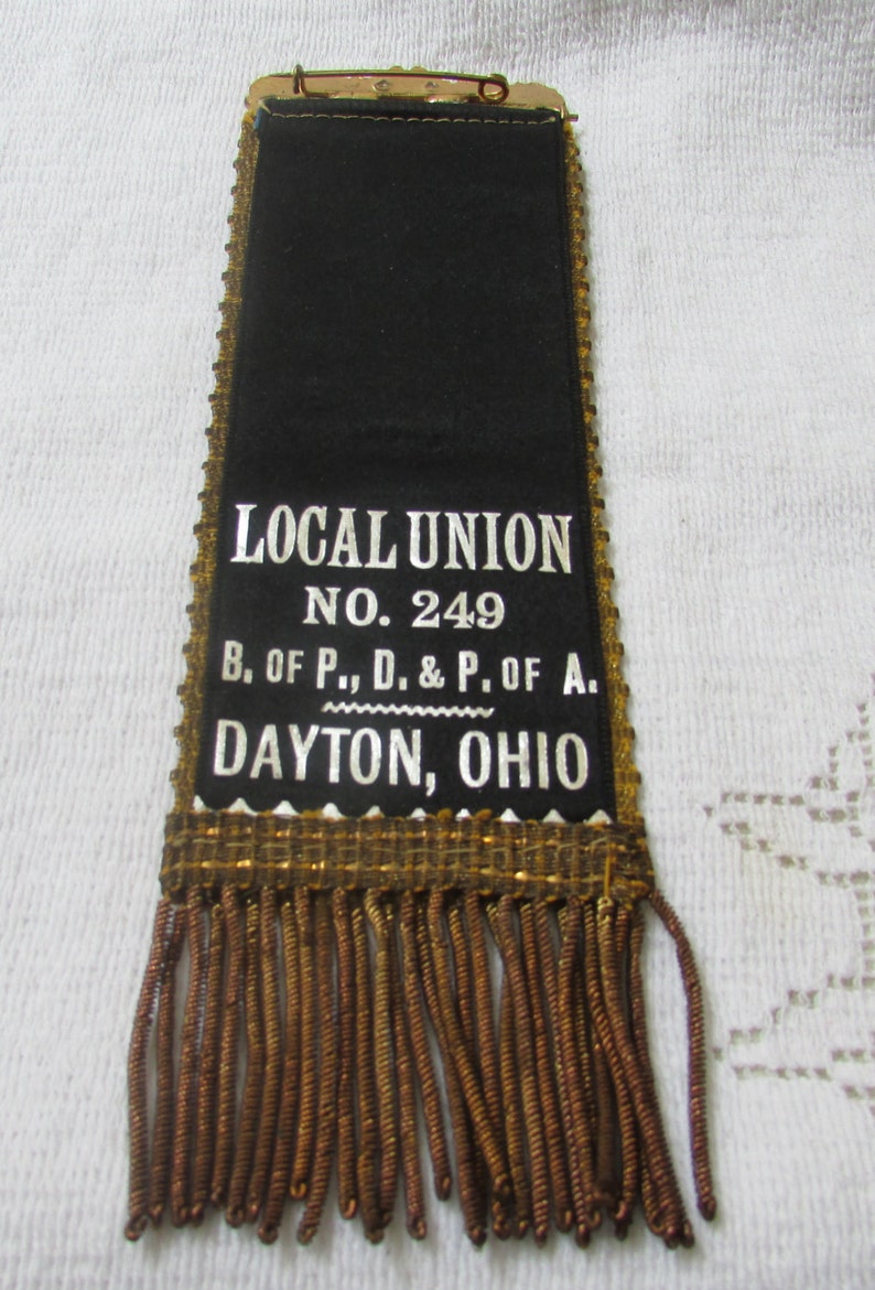 Rare Vintage Trade Union Member Badge Ribbon Dayton Ohio FREE SHIPPING ...