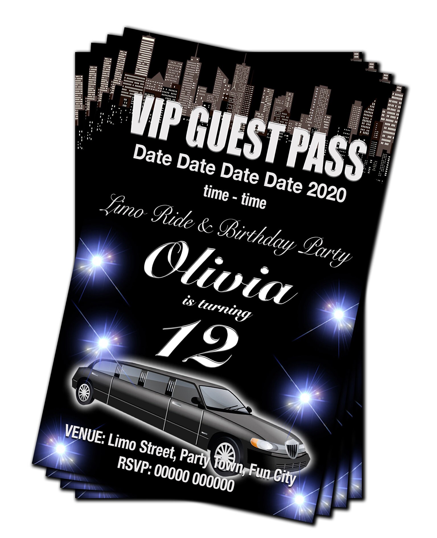 Limo Ride For A Birthday Party Invitations