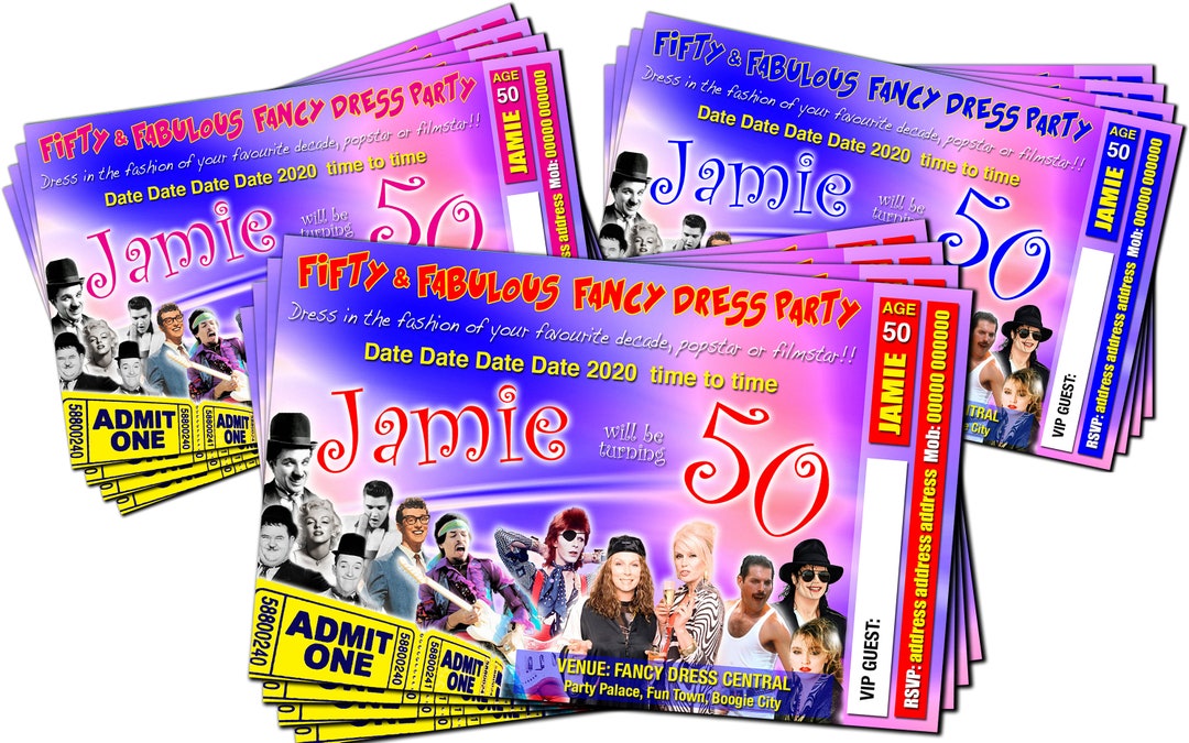 FANCY DRESS BIRTHDAY Party Invitations X4 Personalised, Fancy Dress, 60 ...