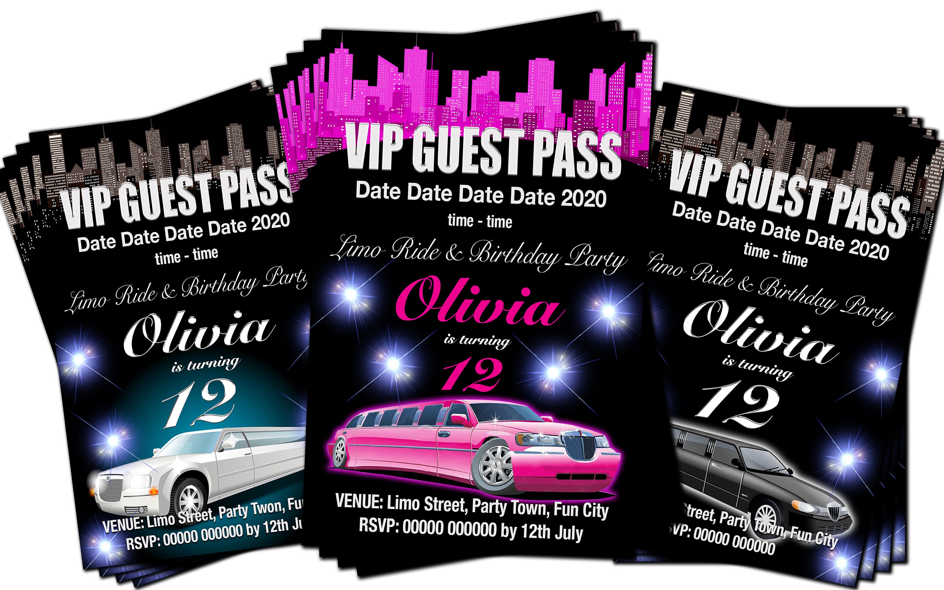 Limo Ride For A Birthday Party Invitations