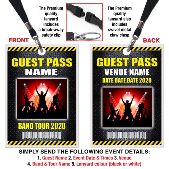 CONCERT EVENT LANYARD Pass Personalised Any Band Event Great | Etsy