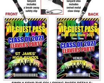 Personalised School LEAVERS PARTY Invitation Lanyard Card Class of 2024 ...