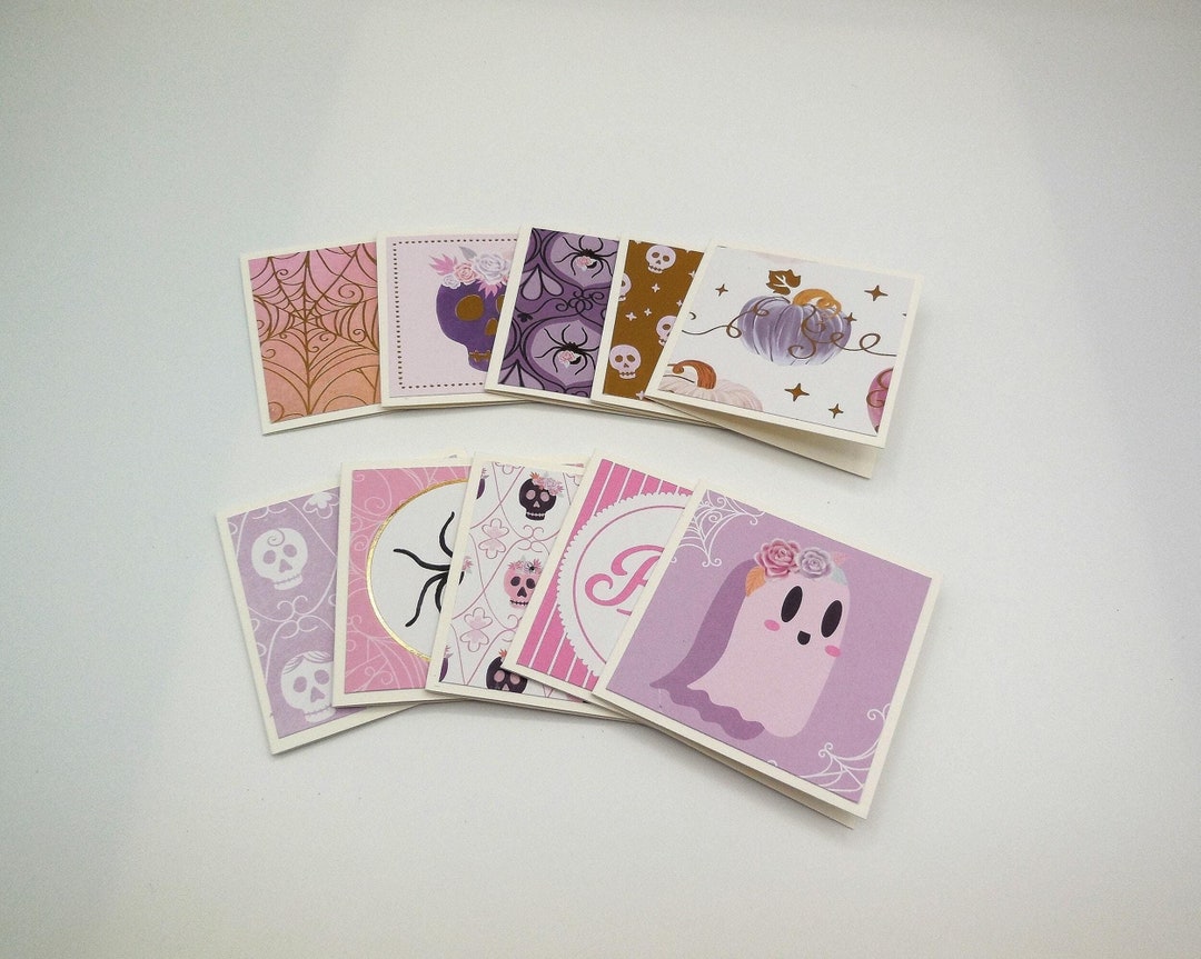 10 Mini Halloween Cards 3x3 Thank You Cards Envelopes for You Card ...