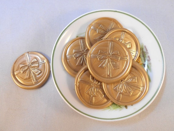 10 Bow Wax Seals // Peel-Off Adhesive Sticker // Envelope Closing Seals ...