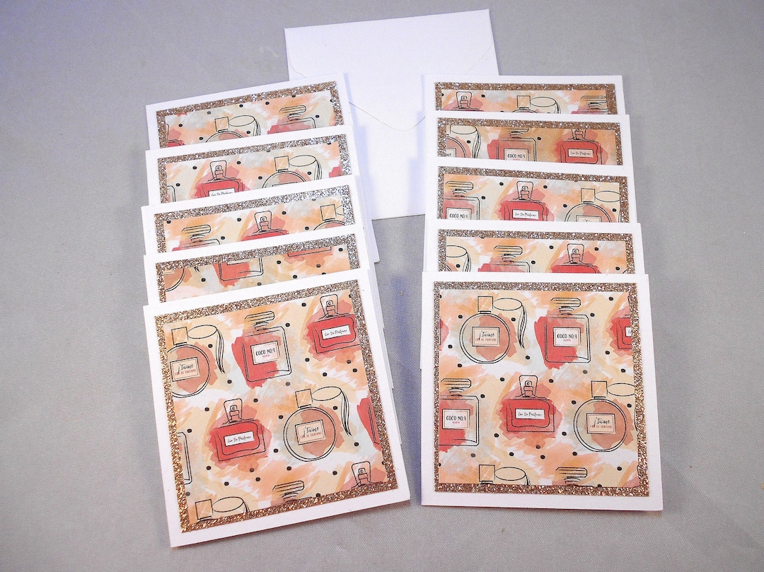 10 Perfume Mini Cards 3x3 Mini Note Cards Perfume Bottle Cards and ...