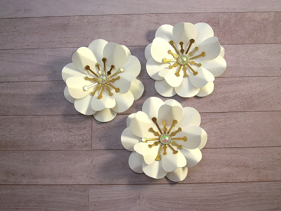 12 White Handmade Paper Flowers 1.75” | Gift Toppers-scatter Flowers ...
