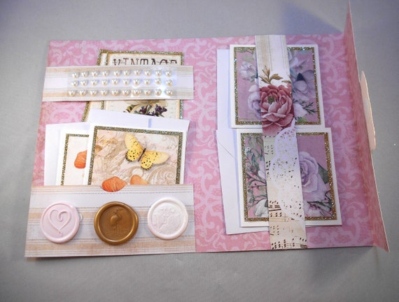 Ephemera Envelope Folder | 4 Mini Notecards, 2 Journaling Cards, 3 Wax ...