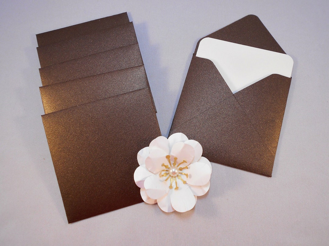 Chocolate Shimmer Mini Envelopes With Blank Cards: 3x3 Inch, Set of 10 ...