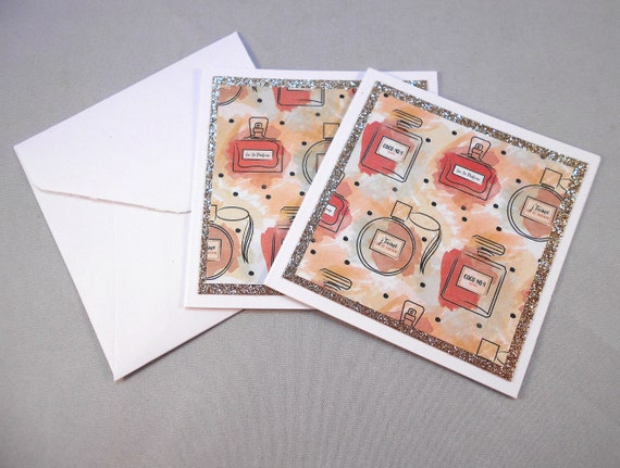 10 - Perfume Bottle Mini Cards | 3x3 Mini Note Cards | Perfume Bottle ...
