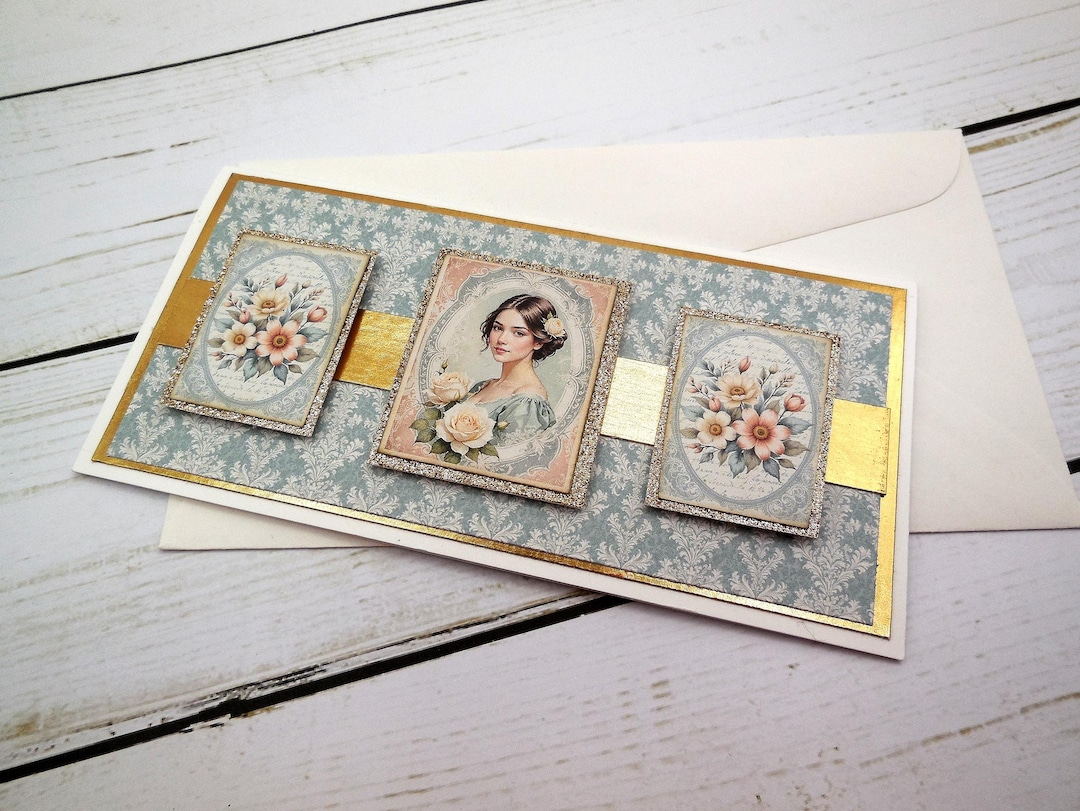 Set of 4 Mini Slimline Victorian-style Note Cards – Vintage Blank ...