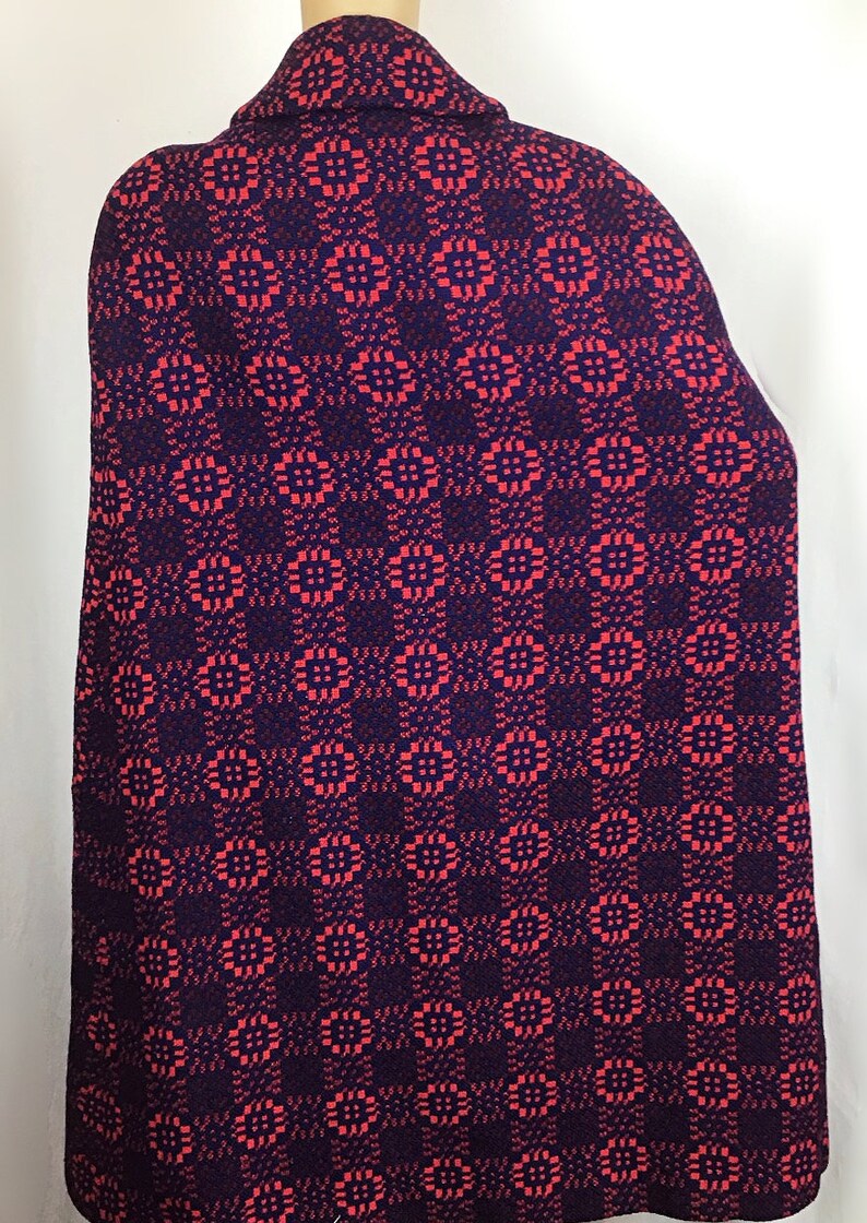 Vintage 60s 70s Shannon Label Mod Hippie Navy Blue & Red Geometric ...