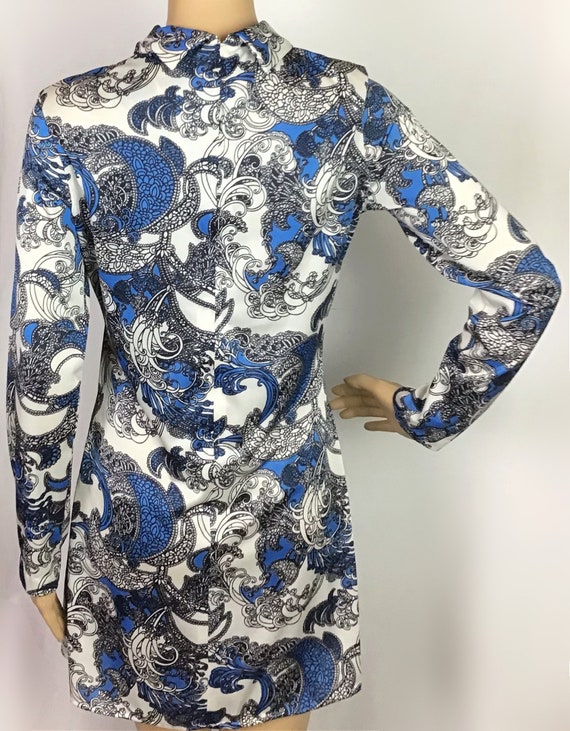 Vintage 1970s St Michael Mod Hippie Blue, Black & Whi… - Gem