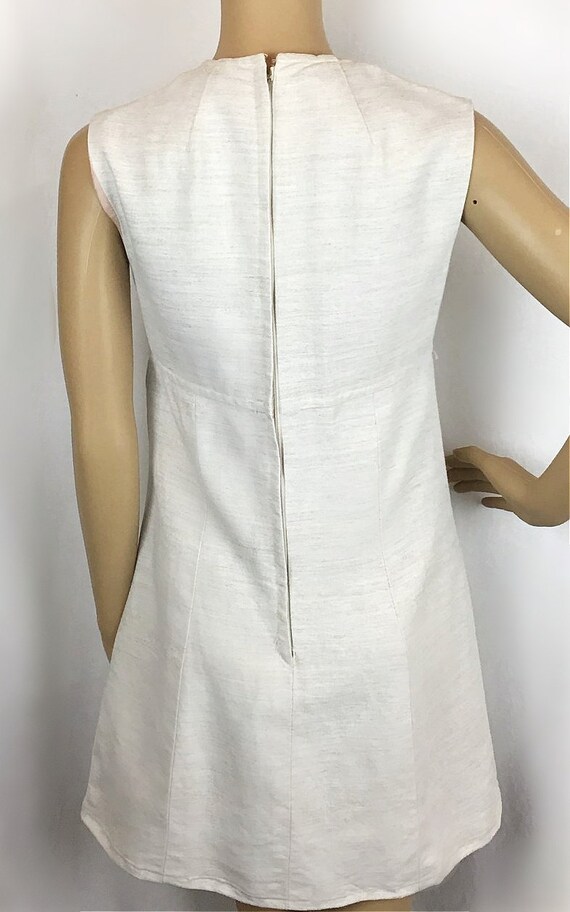 Vintage 1960s Mod Cream Beige & Taupe Swirl Print Lin… - Gem