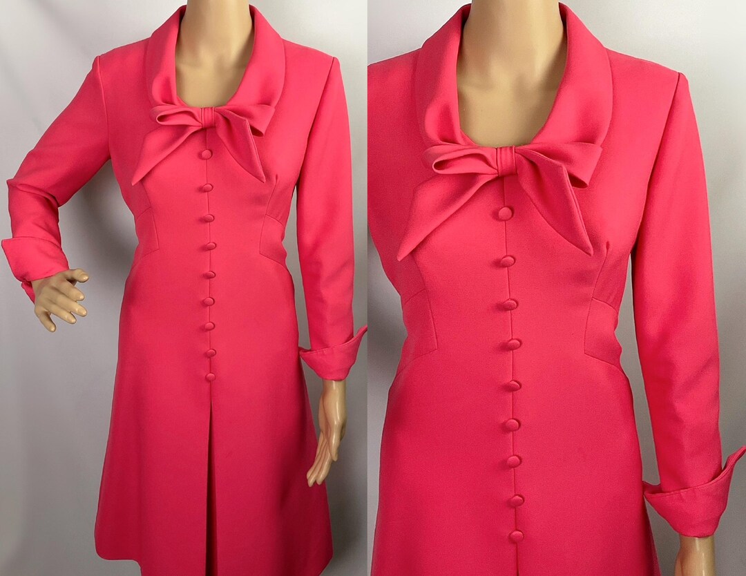 Vintage 1960s Designer Peggy French Couture Label Mid Century Mod Pink ...