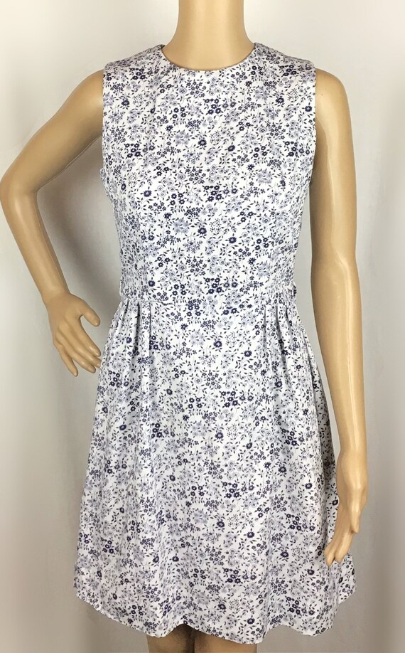 Vintage 1960s Designer Emcar Mod White & Blue Ditsy F… - Gem