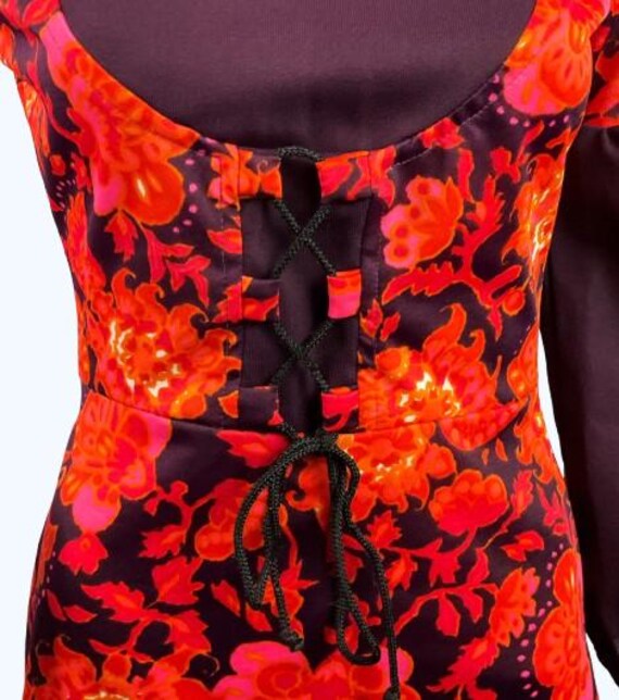 Vintage 1970s Mod Hippie Burgundy & Orange Psychedeli… - Gem