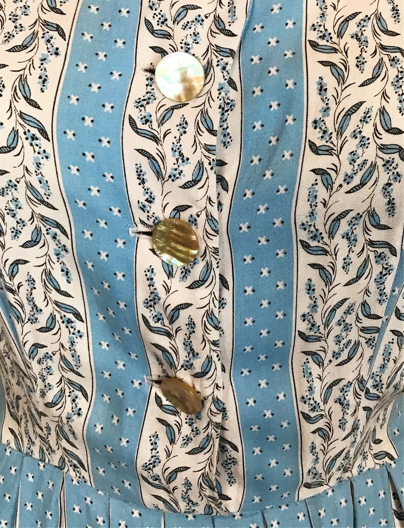 Vintage Early 1950s Mid Century Pin up Blue & White Floral - Etsy