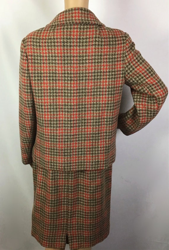 Vintage 1960s Mid Century Mod Brown and Red Check Twe… - Gem