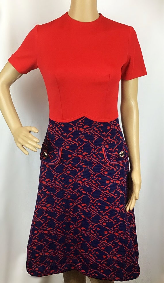 Vintage 1960s Designer Davisella label Mod Twiggy Nav… - Gem