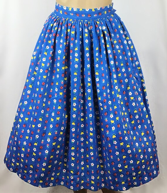 Vintage 1950s Mid Century Pin Up Blue Cotton Ladybird… - Gem