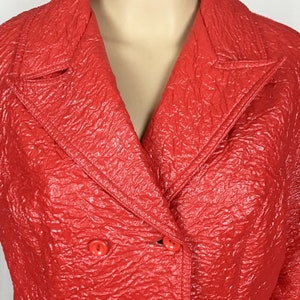 Vintage 1970s Ascot Model Label Mod Red Textured PVC Vinyl Long Mac ...