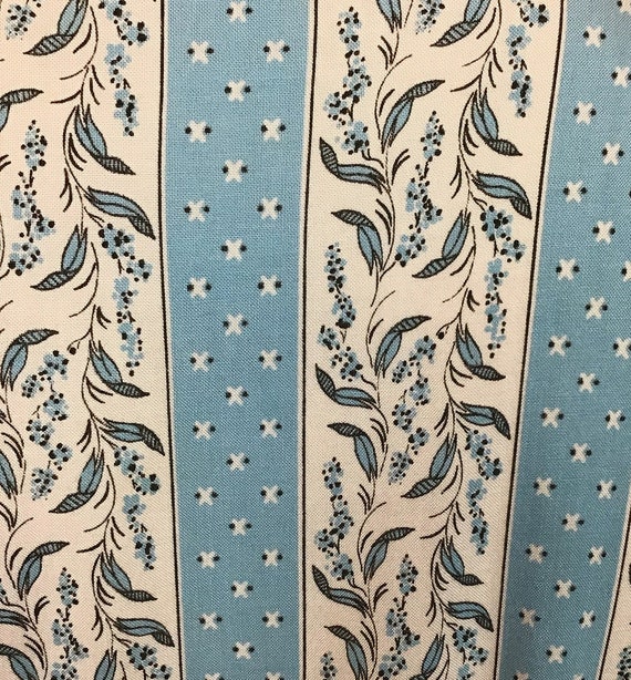 Vintage Early 1950s Mid Century Pin Up Blue & White F… - Gem