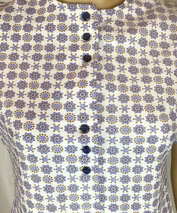 Vintage 1960s St Michael label Mod White Blue & Brown… - Gem