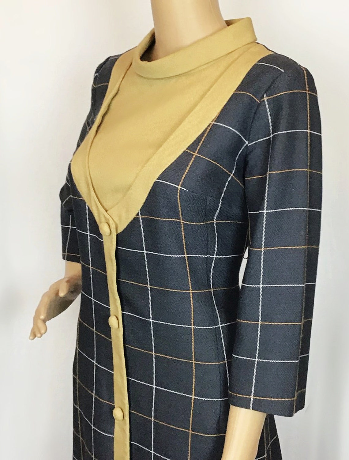 Vintage 1960s Peggy French Couture Label Mid Century Mod Grey & Tan ...