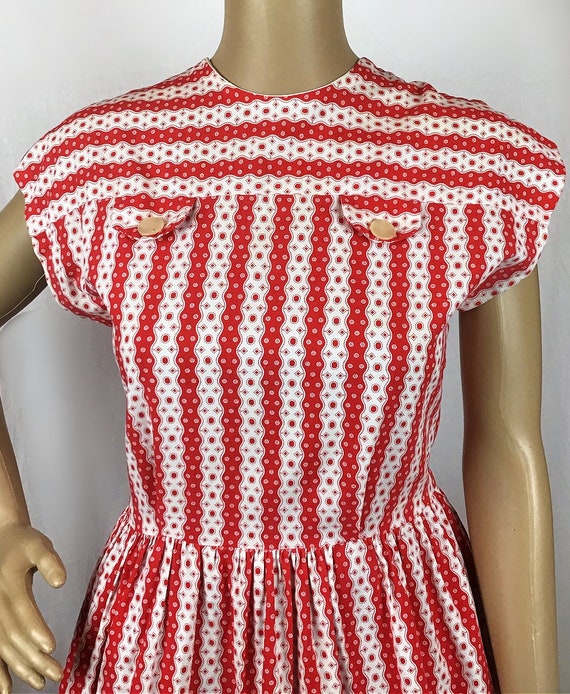 Vintage 1950s Mid Century Pin Up Red And White Striped … Gem