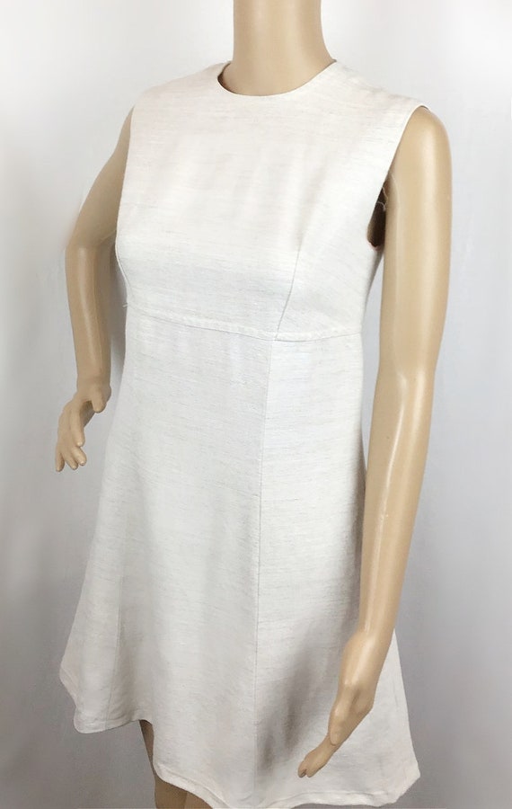 Vintage 1960s Mod Cream Beige & Taupe Swirl Print Lin… - Gem