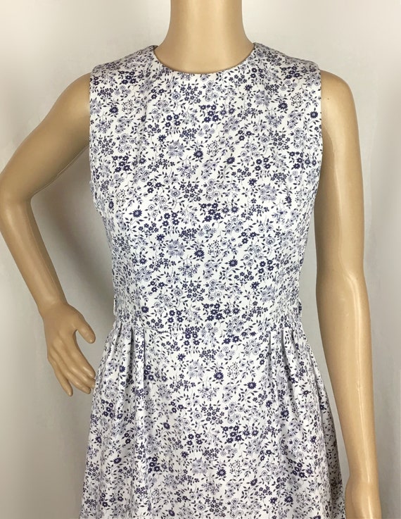 Vintage 1960s Designer Emcar Mod White & Blue Ditsy F… - Gem