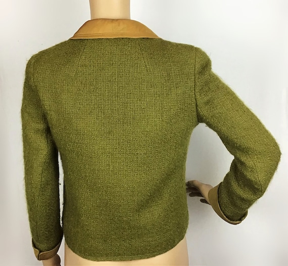 Vintage 1960s Designer Wallis Label Moss Green Wool L… - Gem