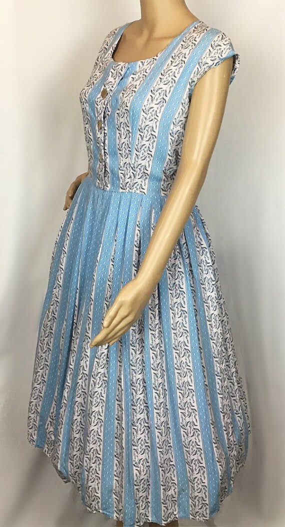 Vintage Early 1950s Mid Century Pin Up Blue & White F… - Gem