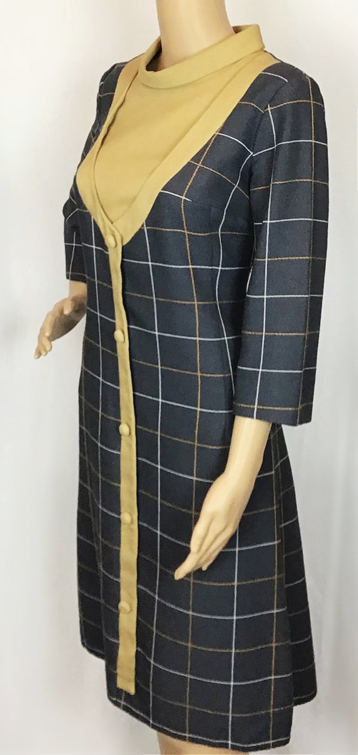 Vintage 1960s Peggy French Couture Label Mid Century Mod Grey & Tan ...