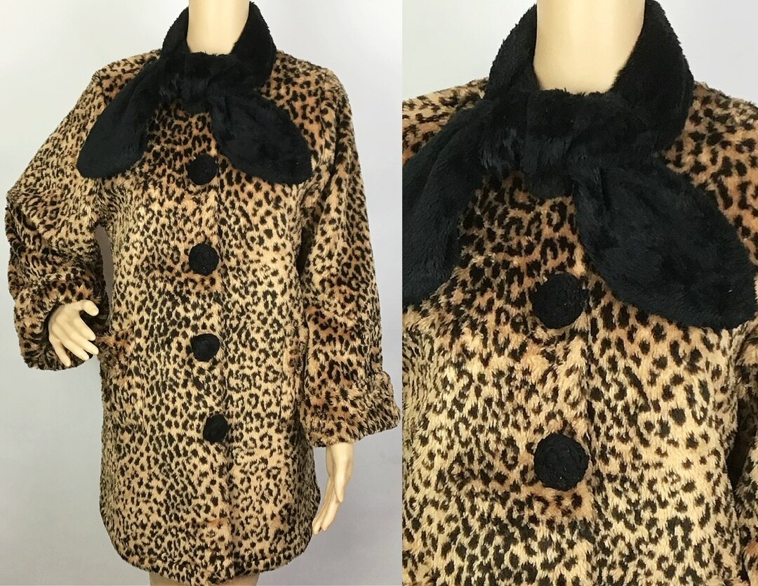 Vintage 1980s Milton Furwear Label Rockabilly Leopard Cheetah Animal ...