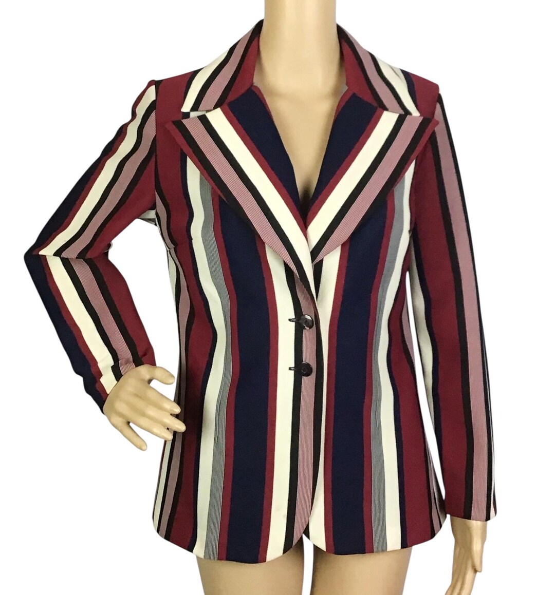 Vintage 1970s Pippa Dee Label Mod Navy Blue, Burgundy Red & White ...