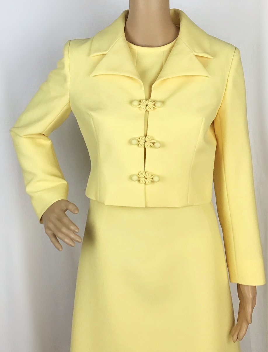 Vintage 1960s Designer Peggy French Label Mid Century Mod Lemon Yellow ...
