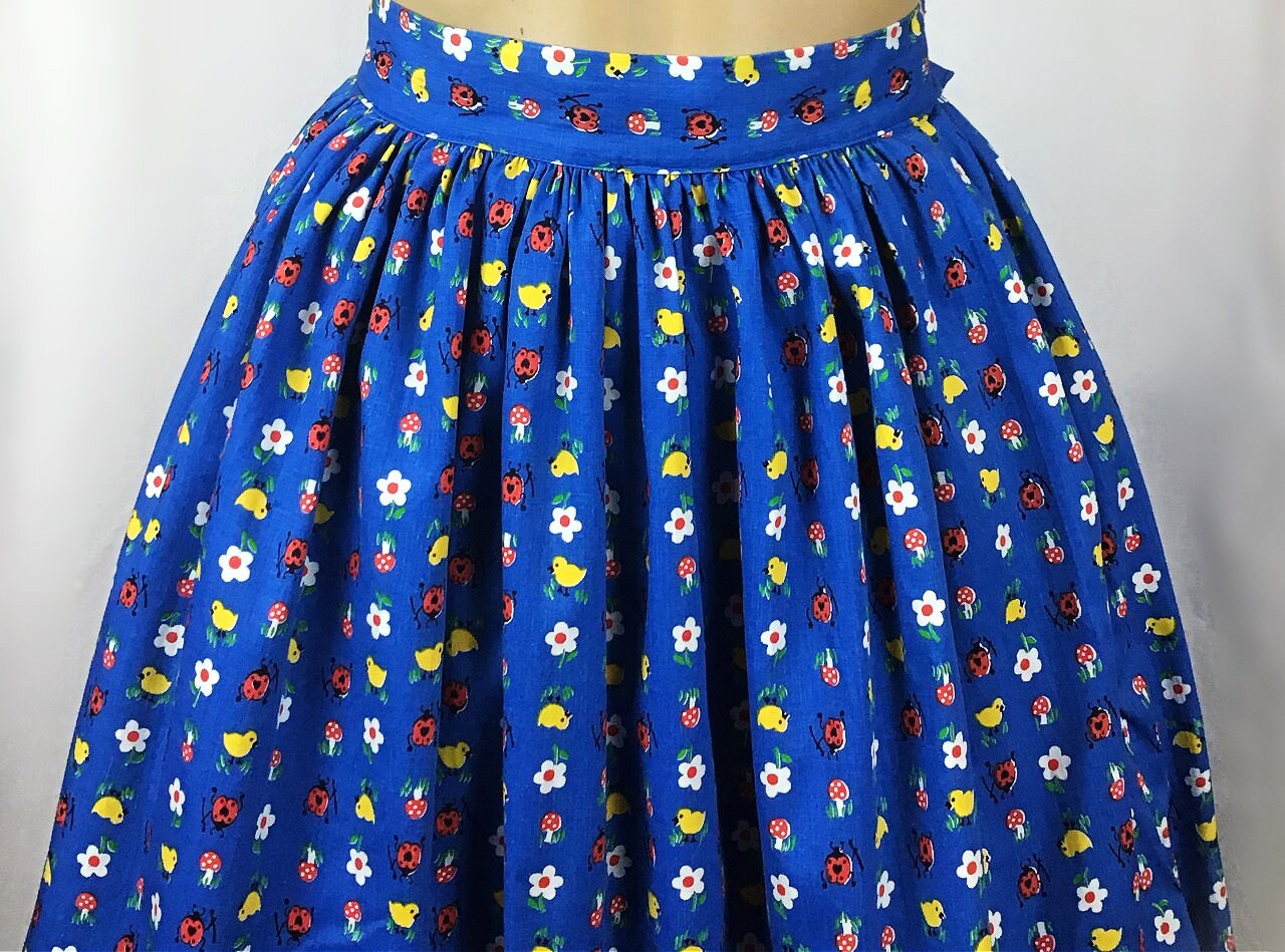 Vintage 1950s Mid Century Pin up Blue Cotton Ladybird - Etsy