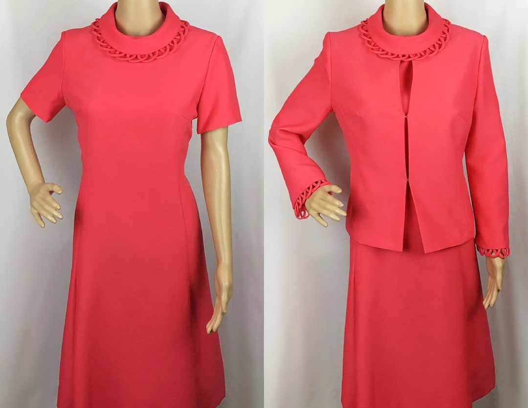 Vintage 1960s Designer Peggy French Couture Mid Century Mod Coral Pink ...