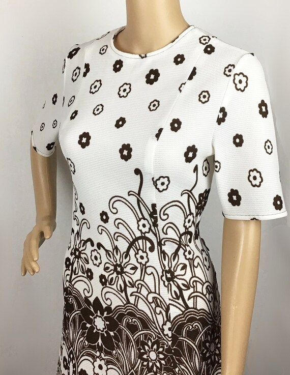 Vintage 1960s St Michael Mod Hippie White & Brown Flo… - Gem