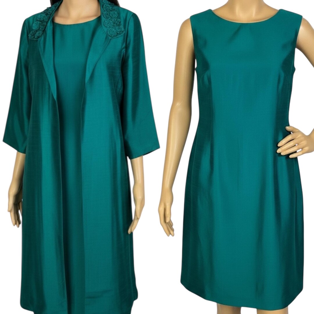 Vintage 1960s Designer Laura Phillips Mid Century Mod Teal Green Shift ...