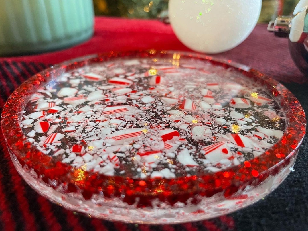 Christmas Candy Cane Coaster Set Resin - Etsy