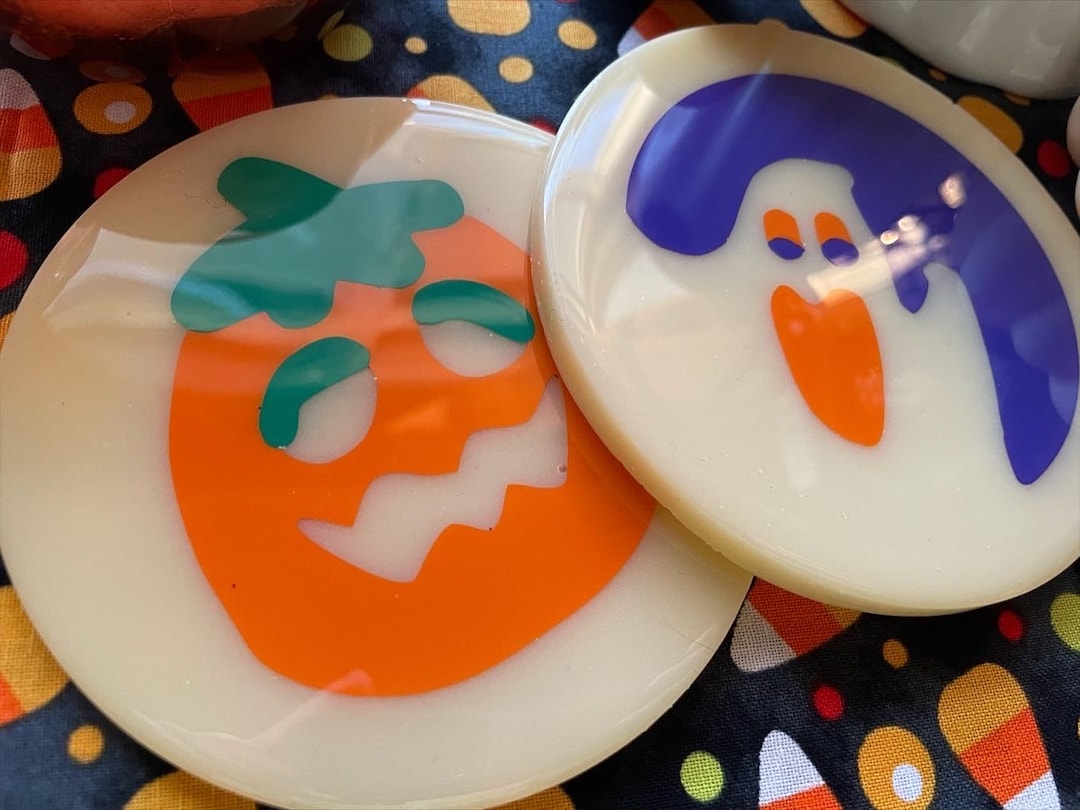 Pumpkin and Ghost Cookie Halloween Resin Coasters - Etsy
