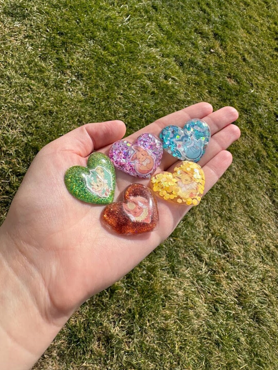 Eveelutions Heart Pins/keychains Espeon, Flareon, Jolteon, & Eevee - Etsy