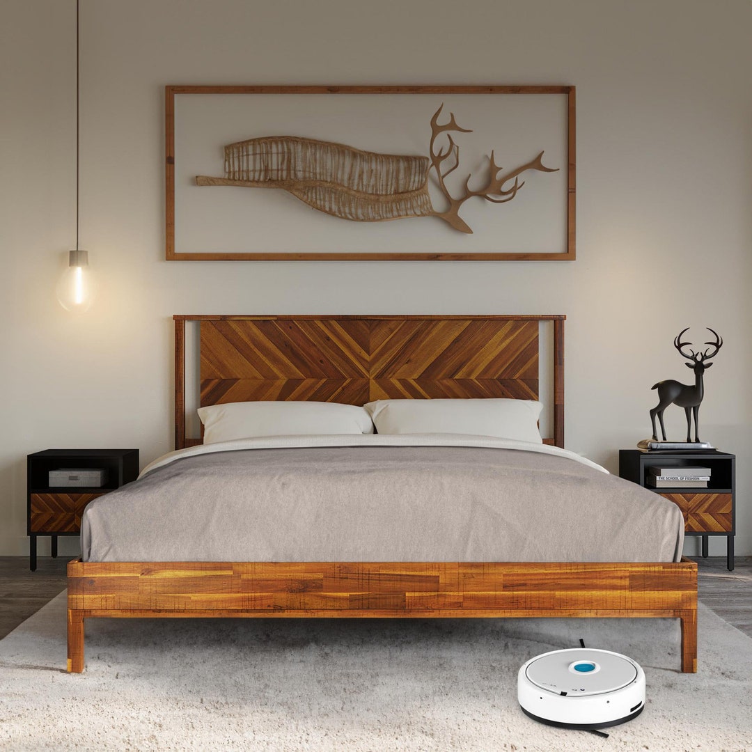 Rustic Style Pine Wooden Bed Frame King Size Bed With - Etsy